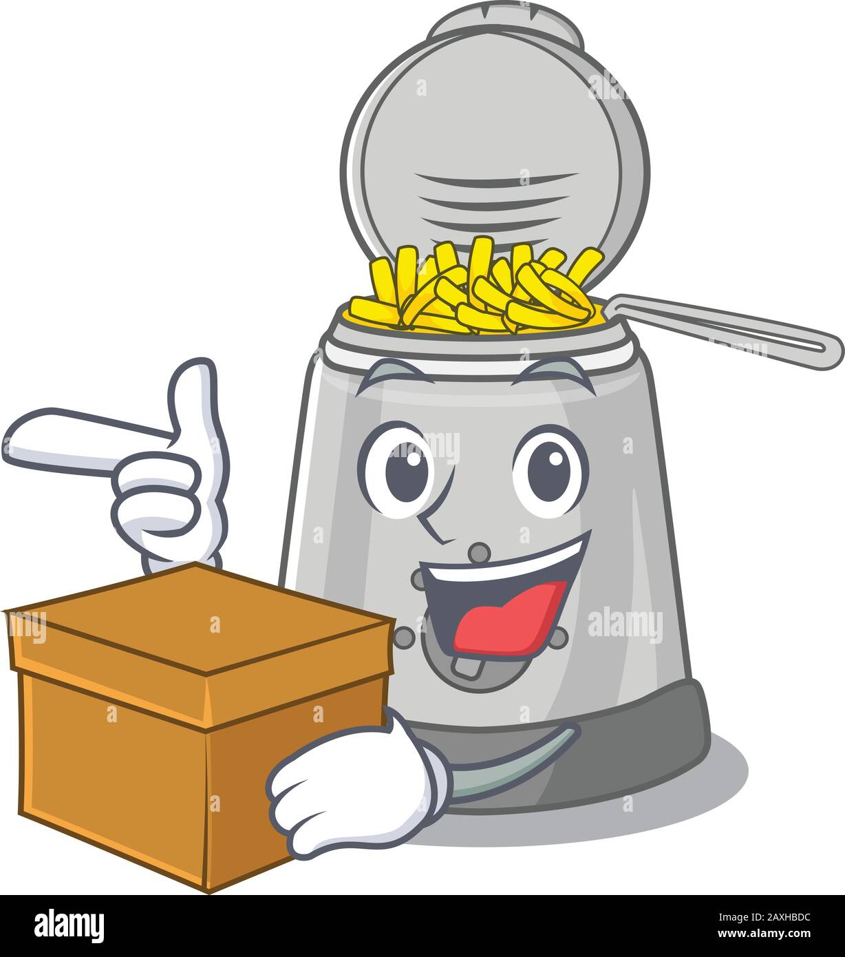 Cute deep fryer cartoon character having a box Stock Vector Image & Art ...
