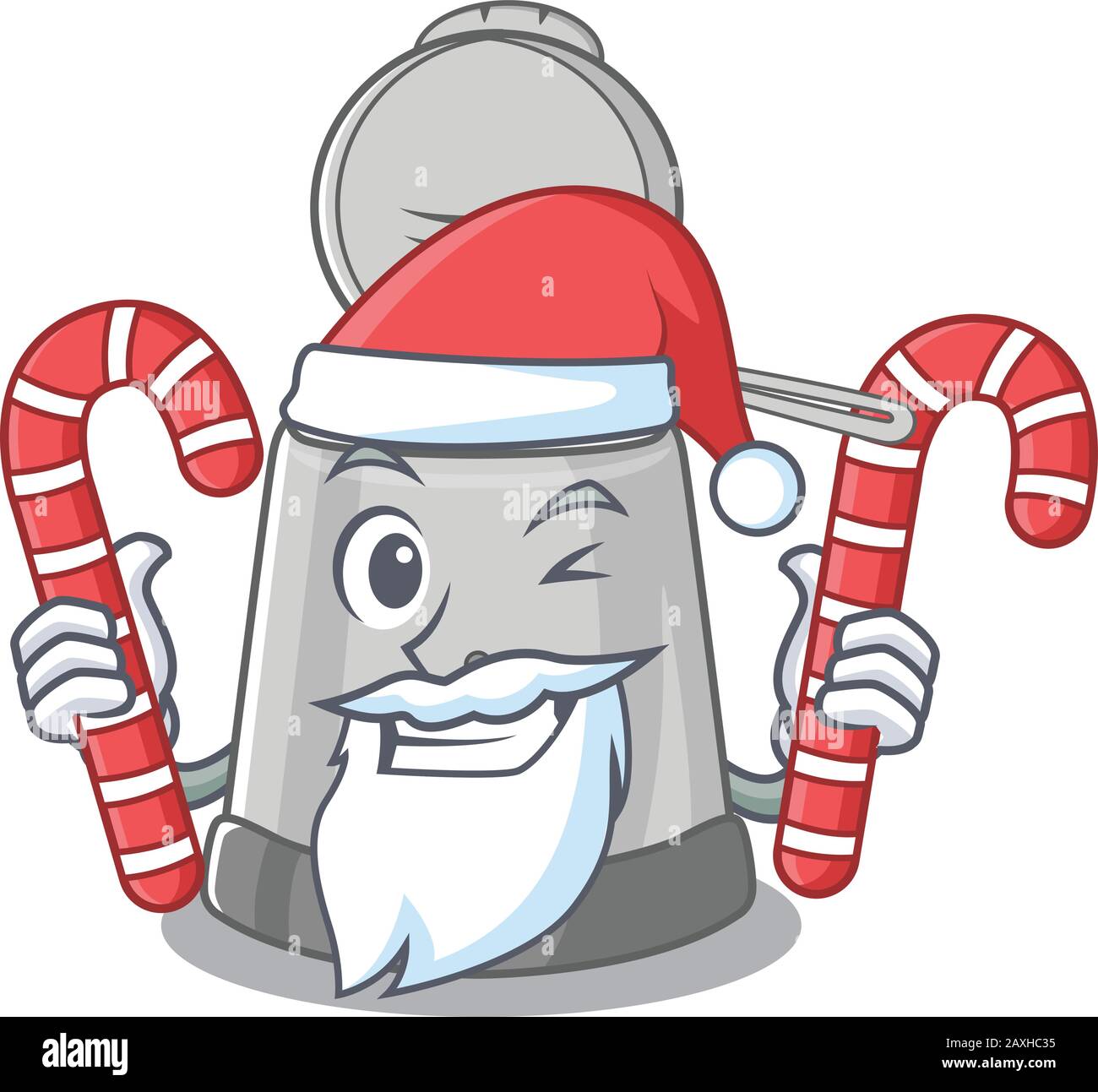 Deep fryer Cartoon character wearing Santa costume bringing a candy ...