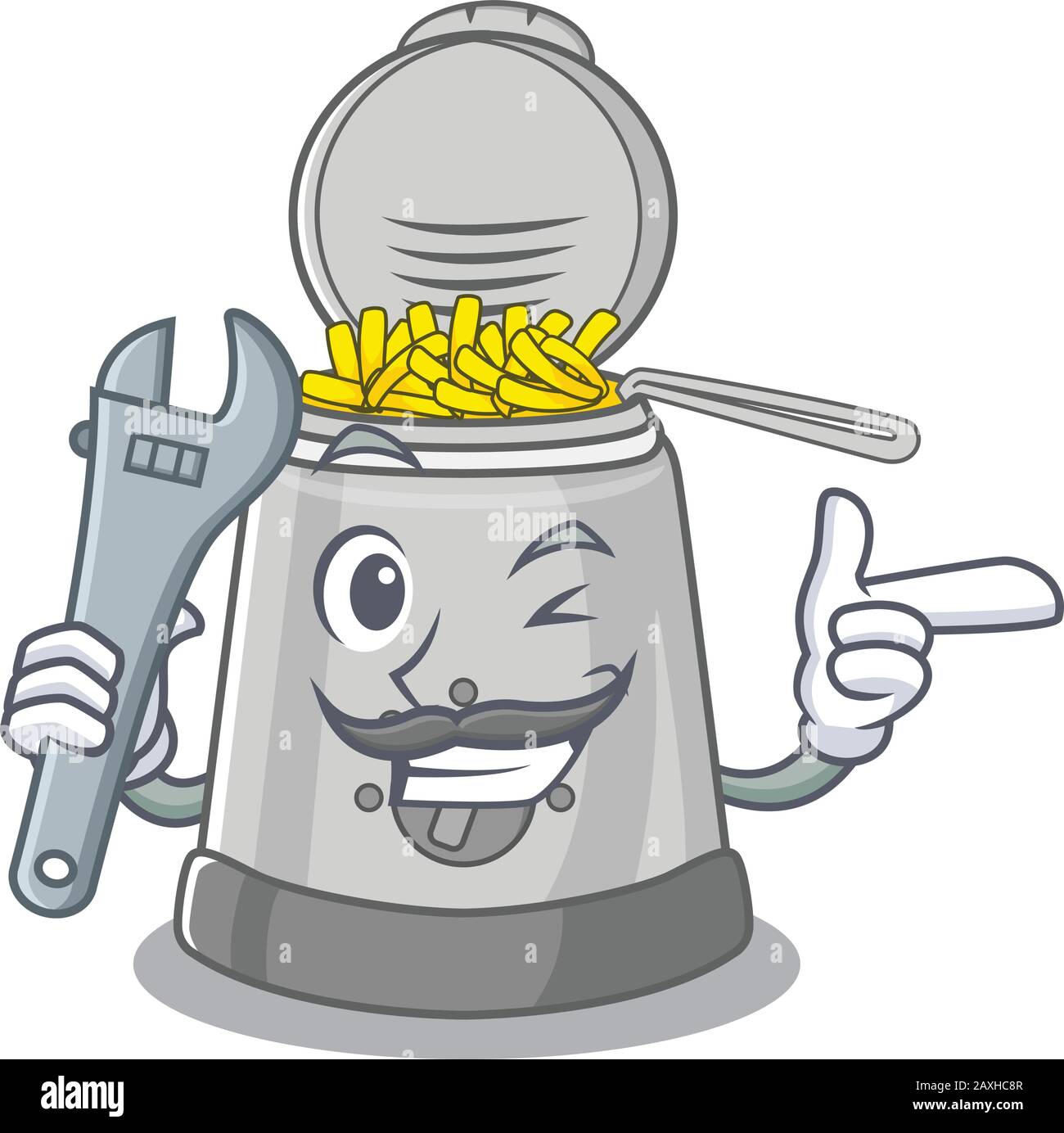 Smart Mechanic deep fryer cartoon character design Stock Vector Image ...