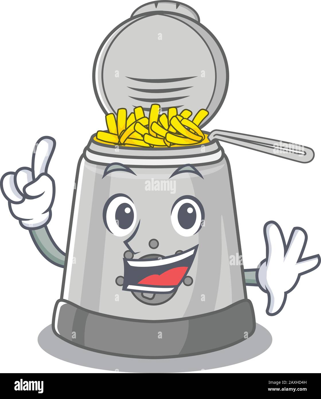 mascot cartoon concept deep fryer in One Finger gesture Stock Vector ...