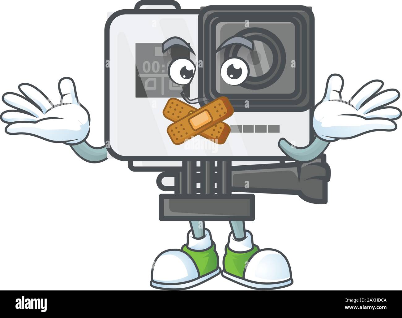 mascot cartoon character design of action camera making a silent ...