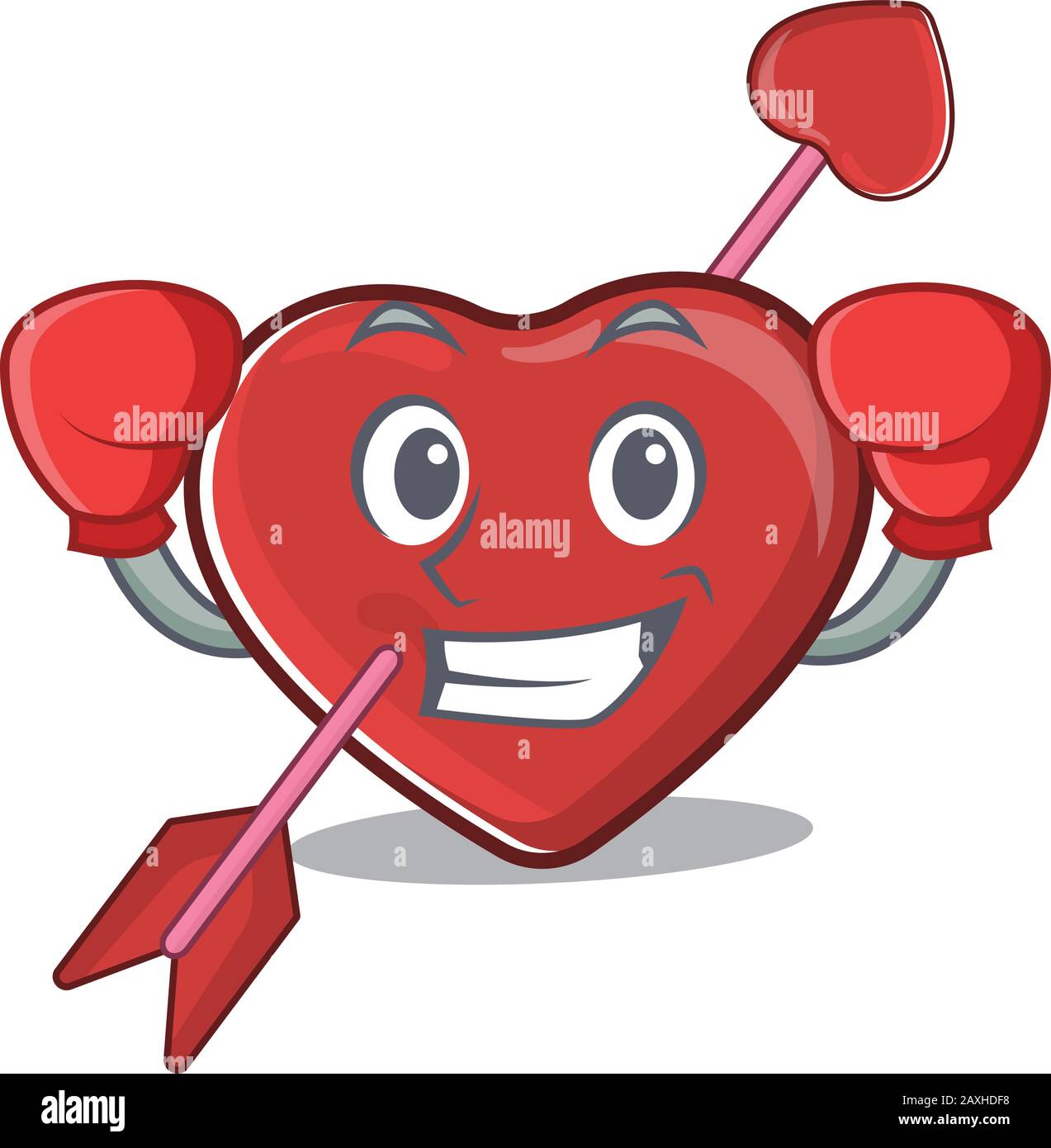 mascot character style of Sporty Boxing heart and arrow Stock Vector ...