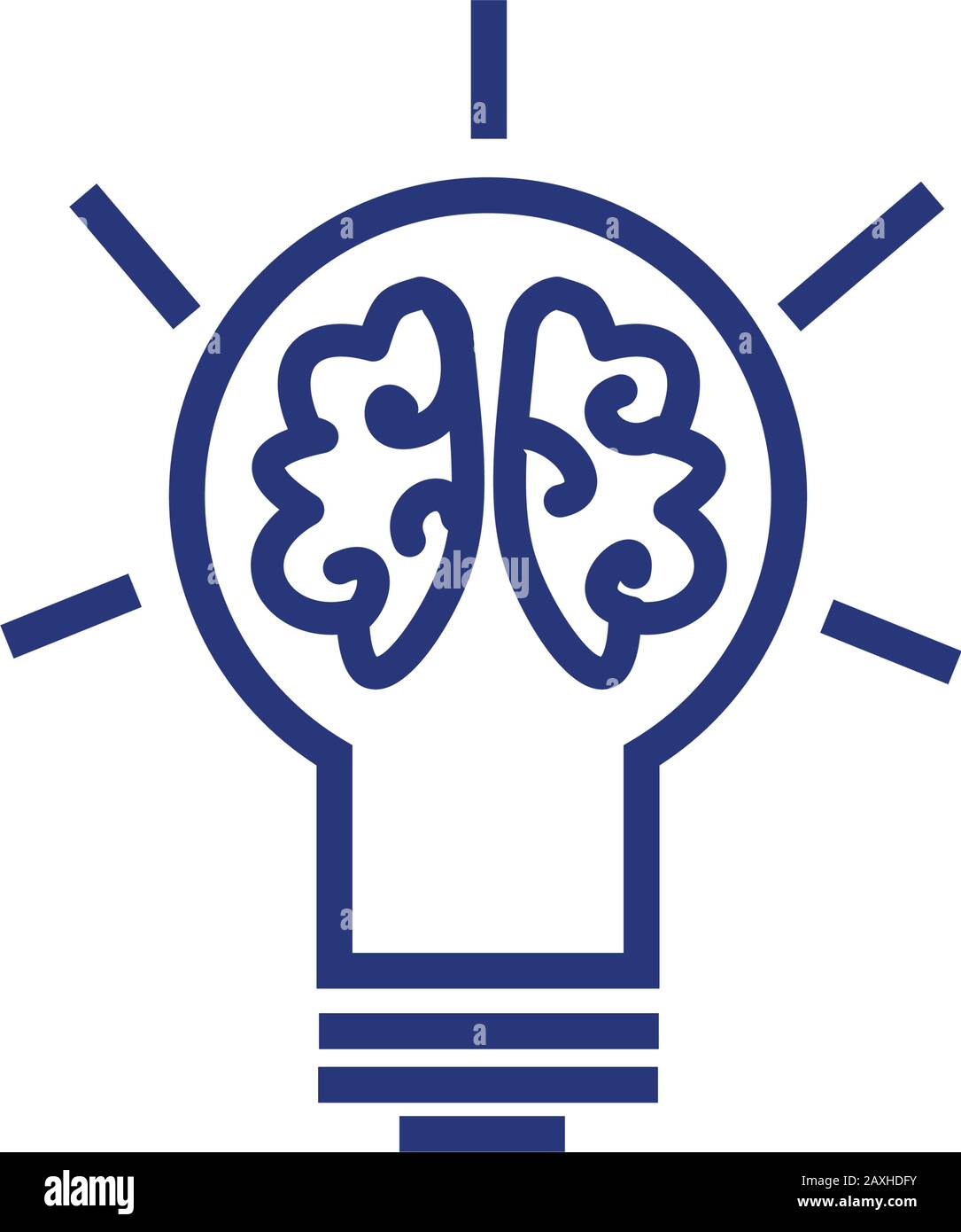 bulb light with brain icon Stock Vector Image & Art - Alamy