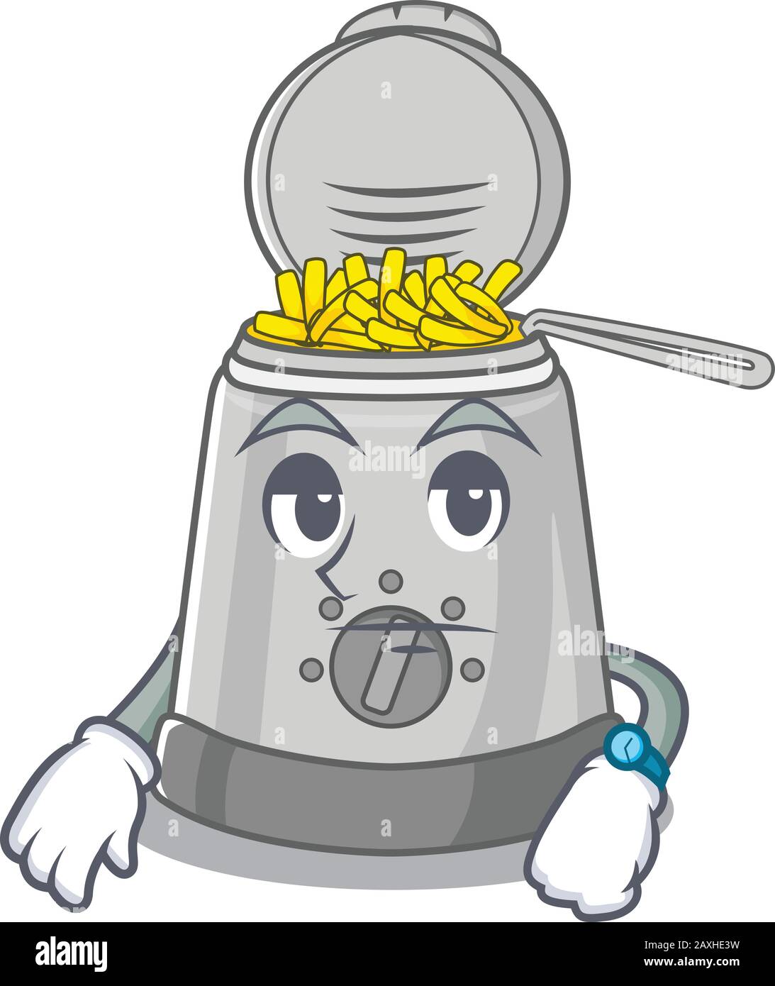 cartoon character design of deep fryer on a waiting gesture Stock ...