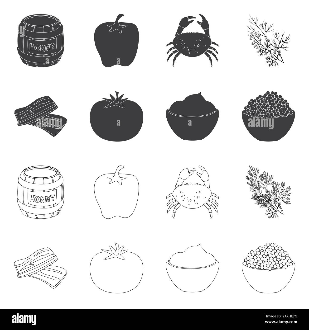 Vector illustration of taste and product icon. Set of taste and cooking ...