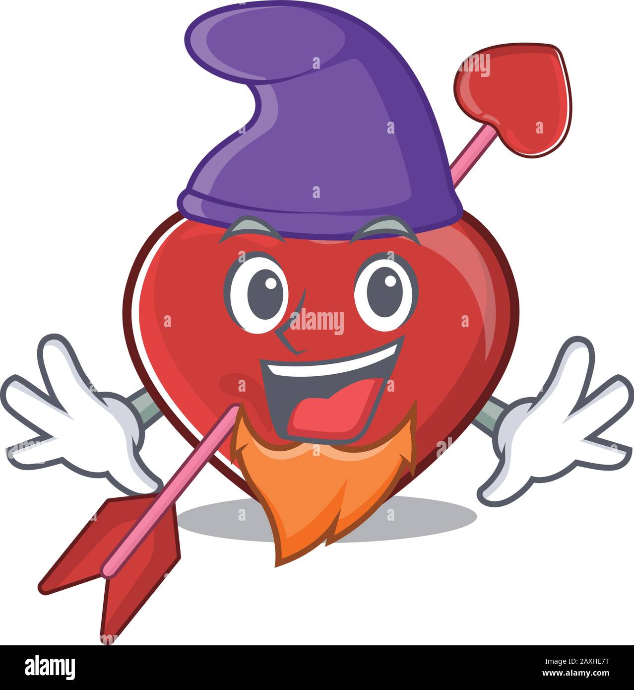 cartoon mascot of funny heart and arrow dressed as an Elf Stock Vector ...