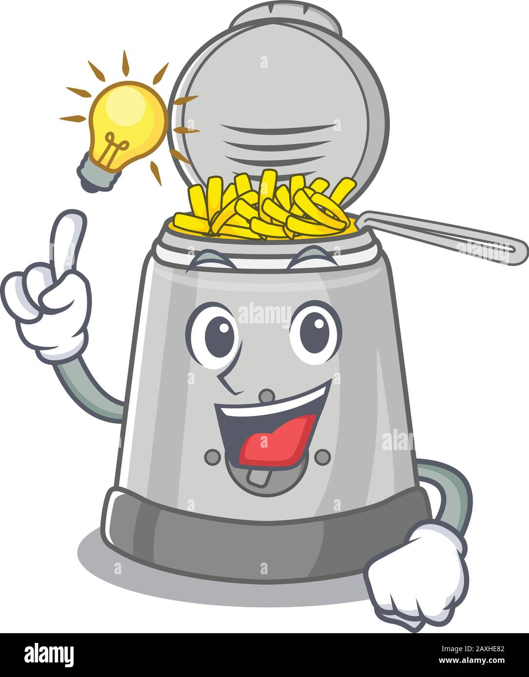 a clever deep fryer cartoon character style have an idea gesture Stock ...