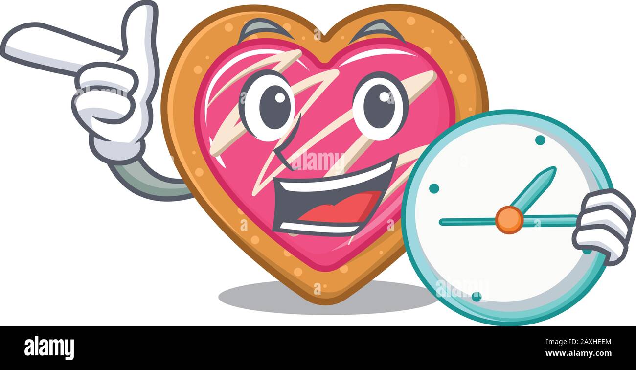 cartoon character concept cookie heart having clock Stock Vector Image ...