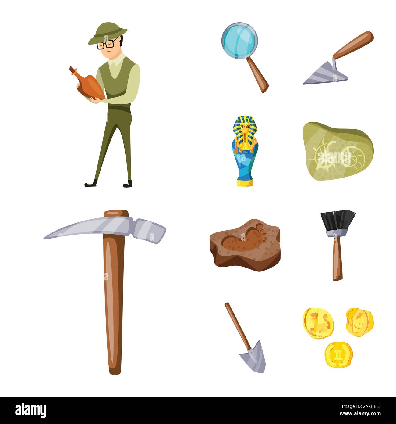 Vector design of archaeology and historical icon. Set of archaeology ...