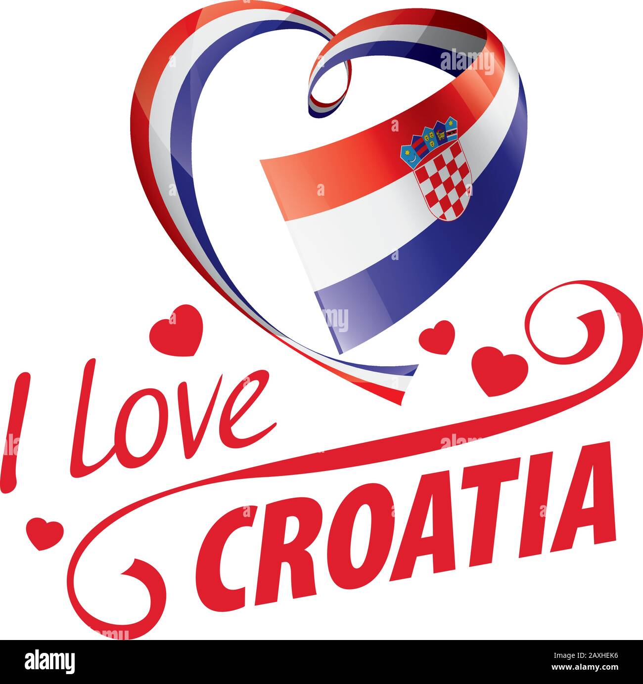 National flag of the Croatia in the shape of a heart and the ...