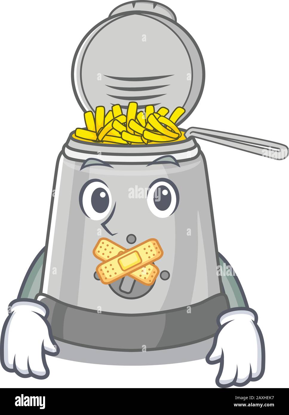 cartoon character design deep fryer making a silent gesture Stock ...