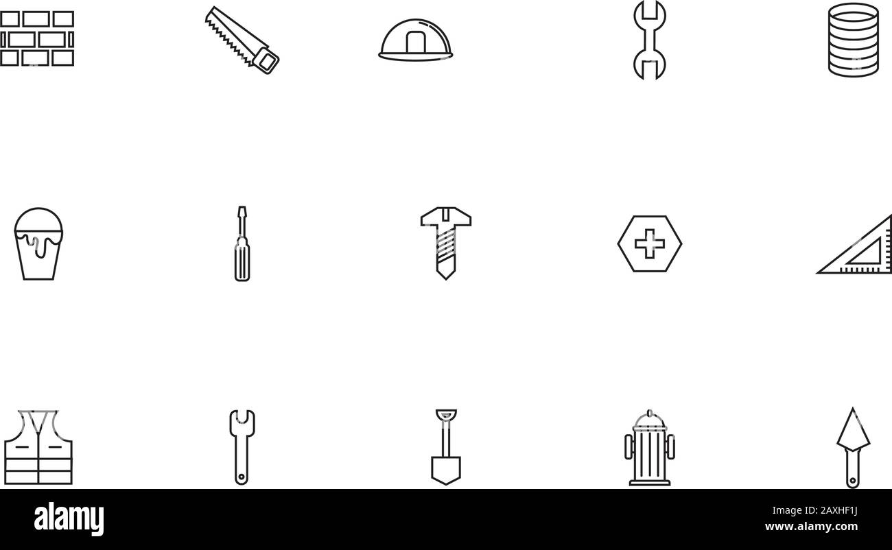 Machinery construction line icons Black and White Stock Photos & Images ...
