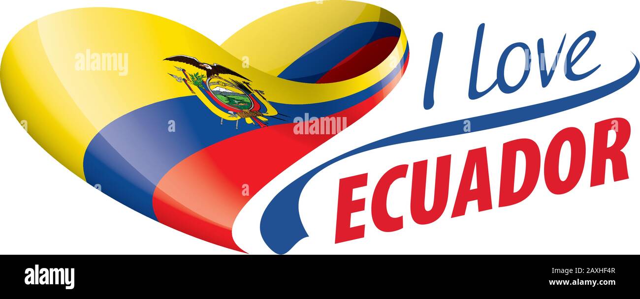 National flag of the Ecuador in the shape of a heart and the ...