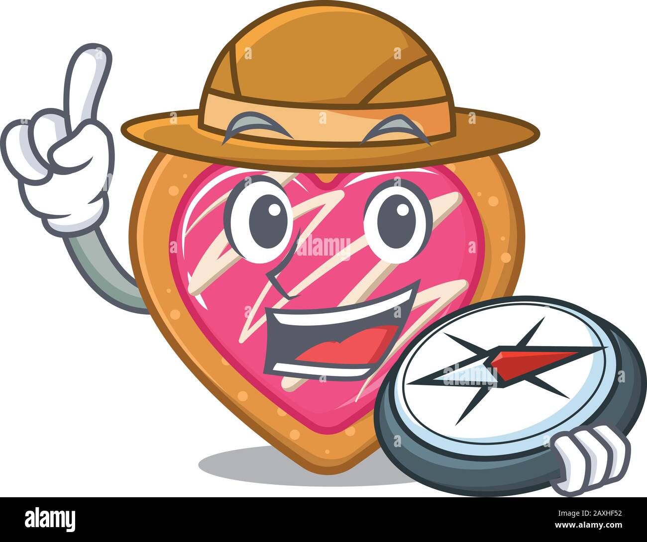 Cookie heart experienced Explorer using a compass Stock Vector Image ...
