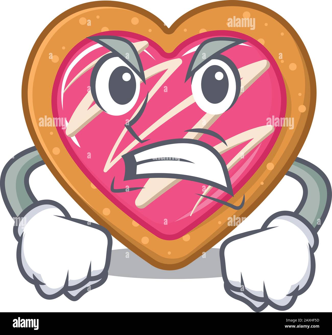 Cookie heart cartoon character style having angry face Stock Vector ...