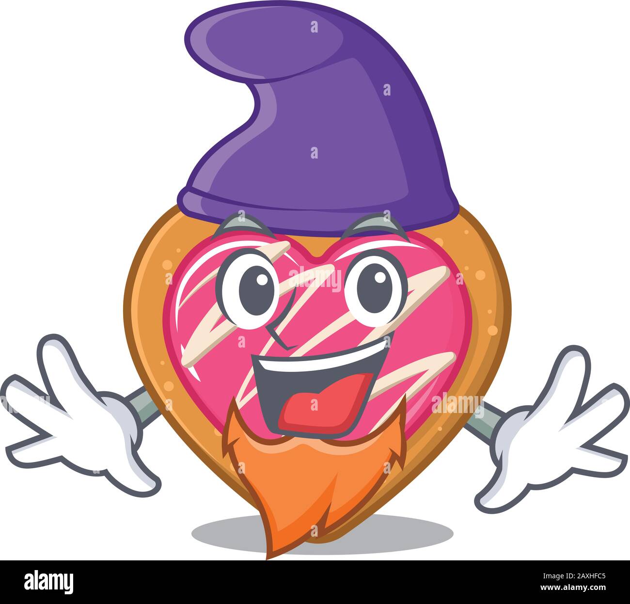 cartoon mascot of funny cookie heart dressed as an Elf Stock Vector ...