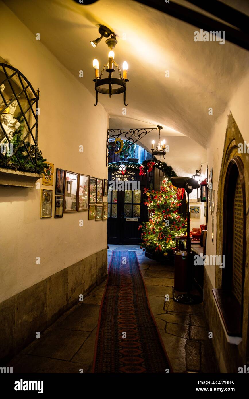 Old world style restaurant Griechenbeisl in Vienna, Austria Stock Photo ...