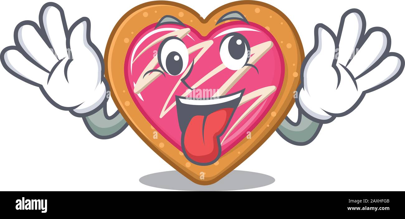 Cute sneaky cookie heart Cartoon character with a crazy face Stock ...
