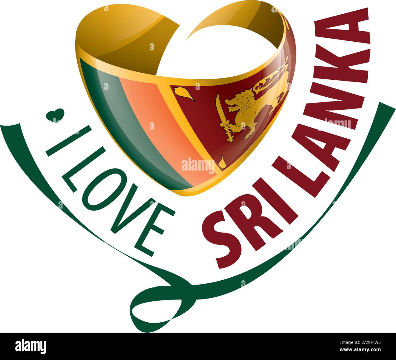 National flag of the Sri Lanka in the shape of a heart and the ...