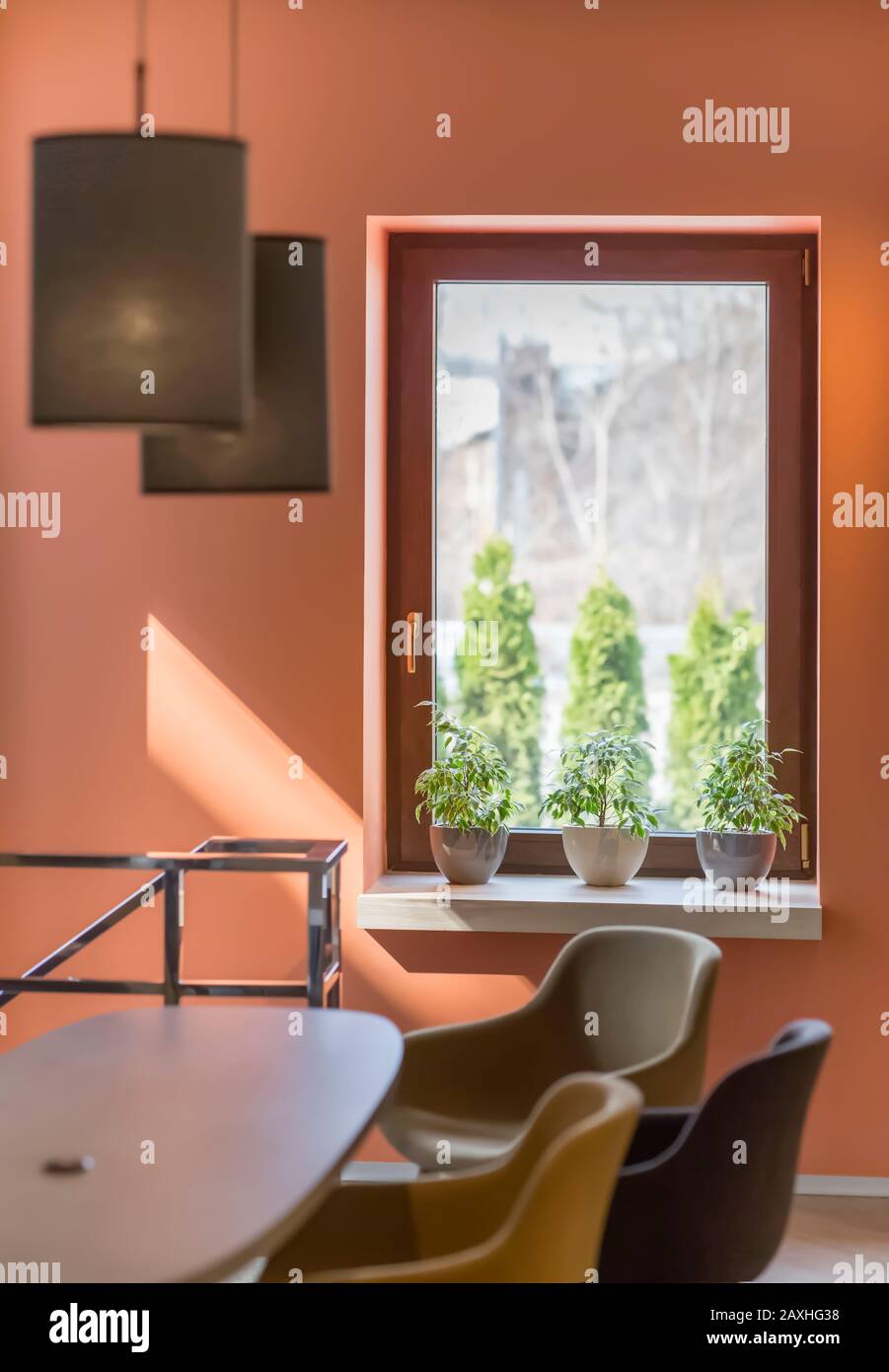 Smart cafe for coffee and rest, modern interior design Stock Photo - Alamy