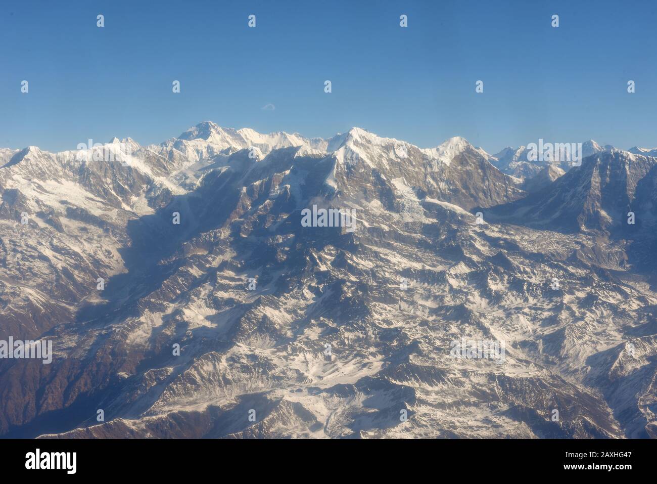Himalayas ridge aerial view from Nepal country side Stock Photo - Alamy