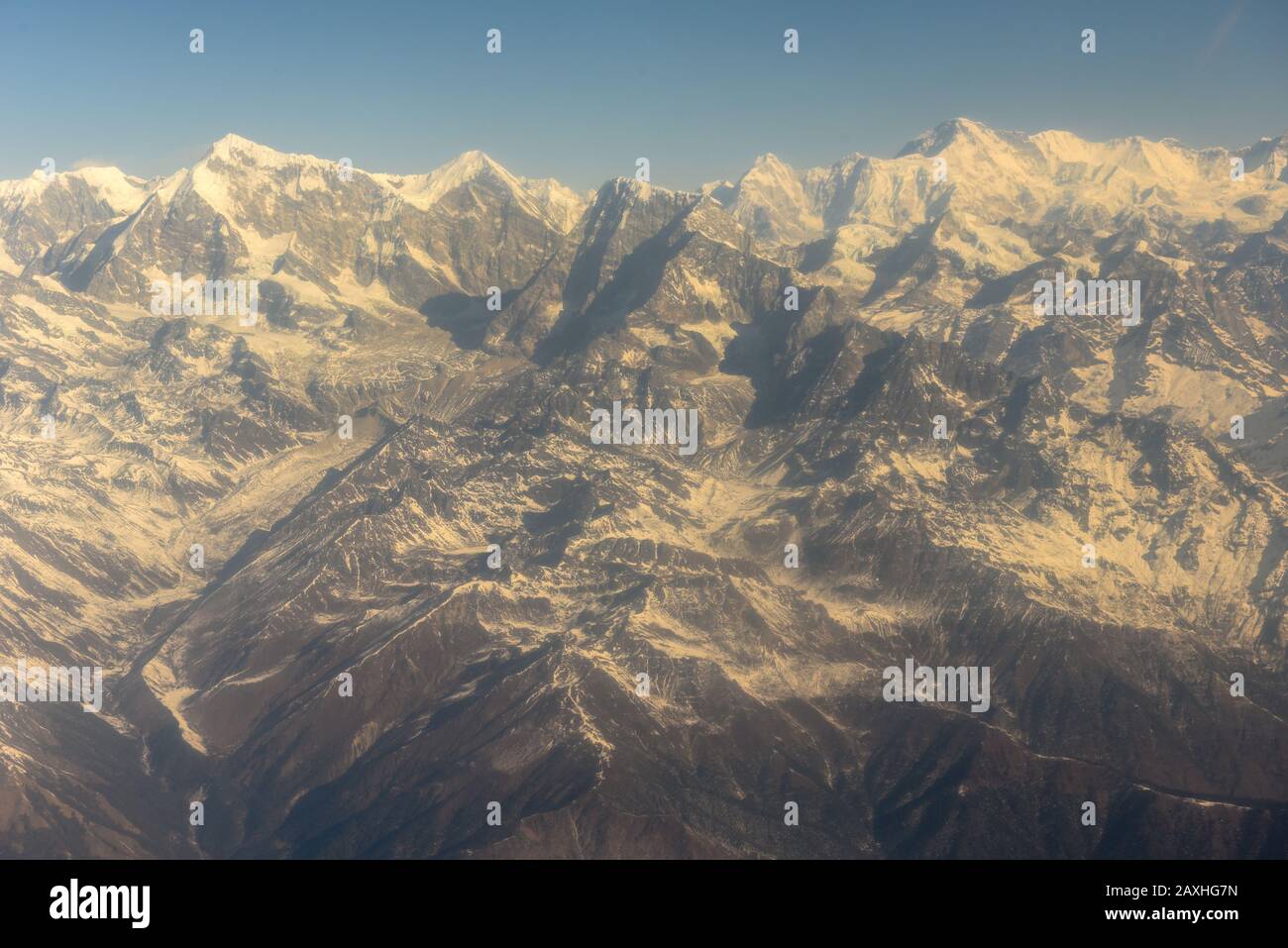 Himalayas ridge aerial view from Nepal country side Stock Photo - Alamy