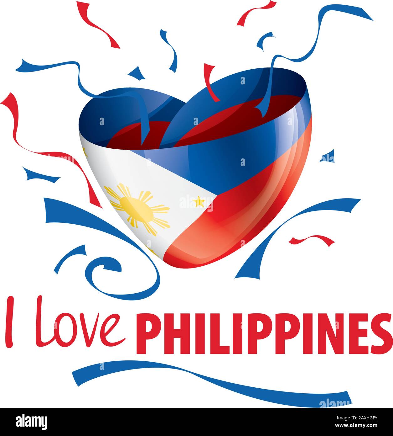 National flag of the Philippines in the shape of a heart and the ...