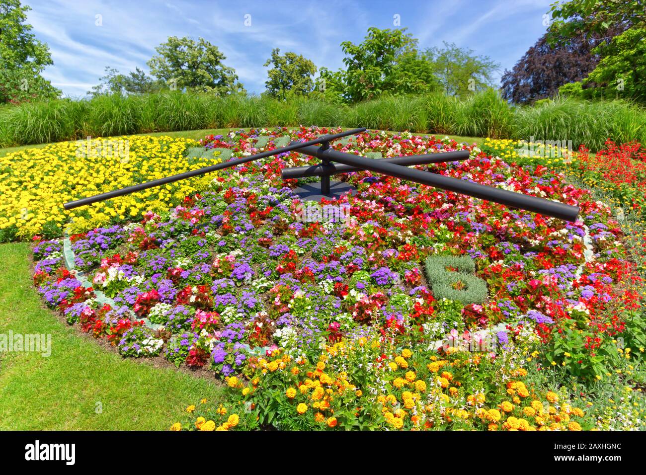 Famous colorful flower clock by day in Geneva, Switzerland Stock Photo ...