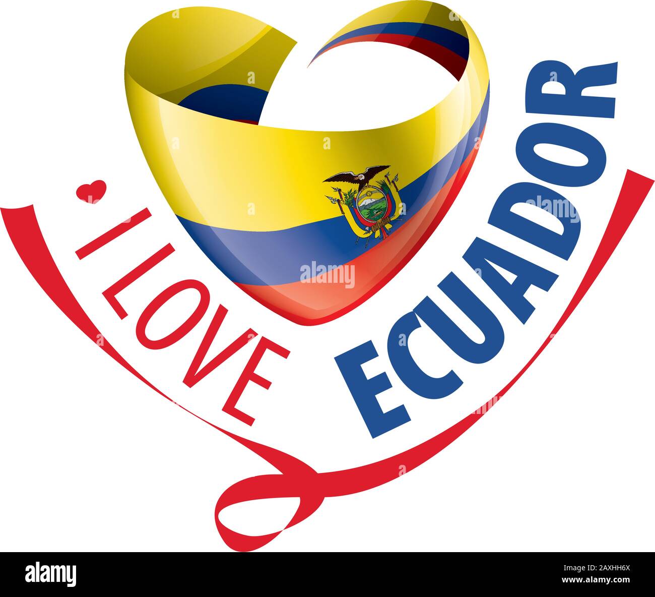 National flag of the Ecuador in the shape of a heart and the ...