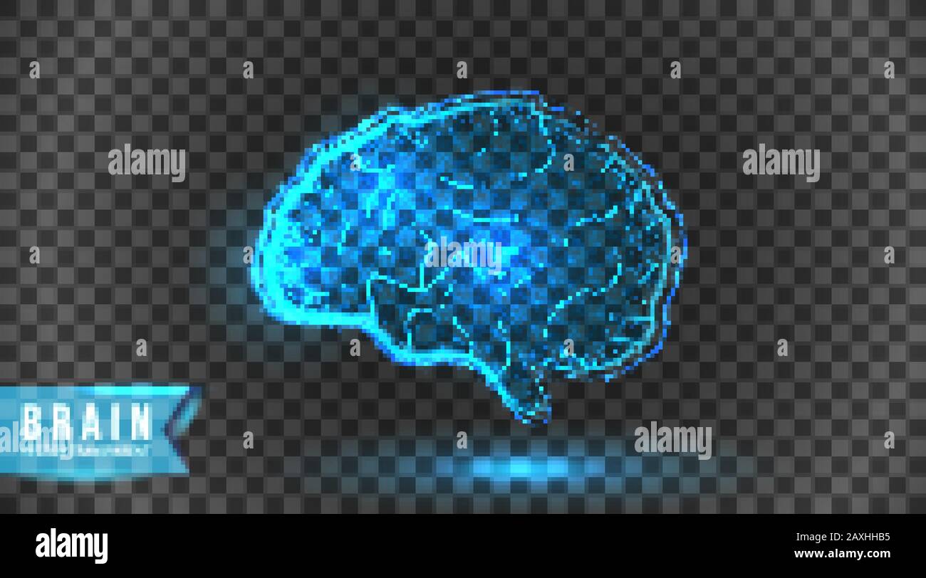 Brain Tech. Digital technology, Isolated On transparent background ...