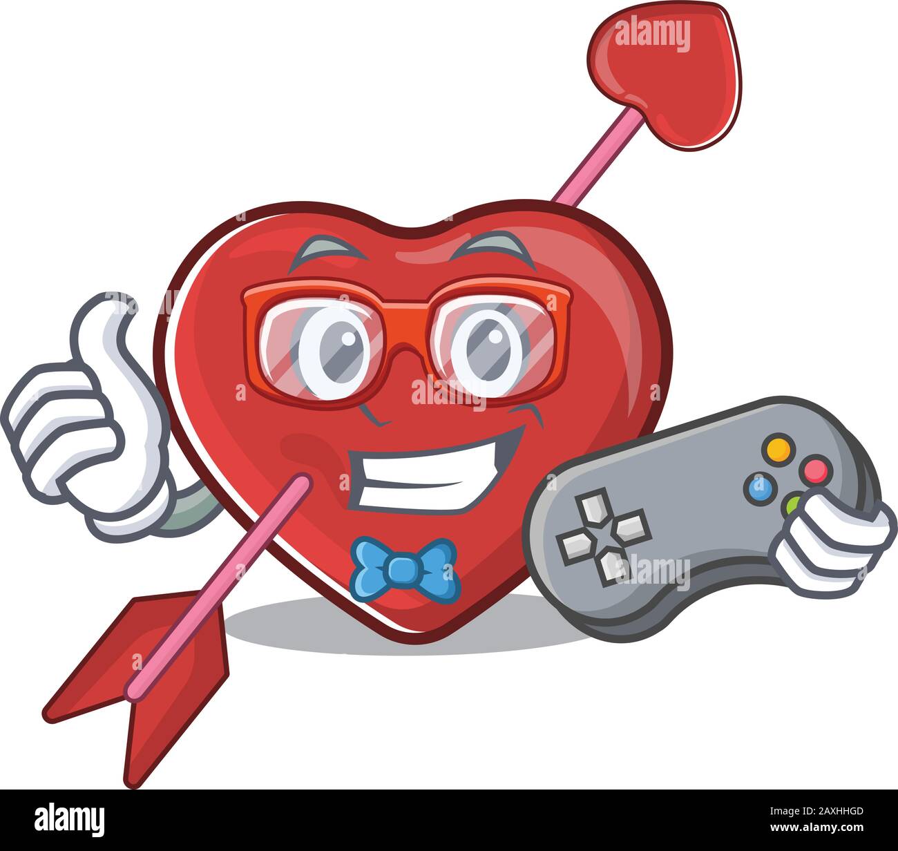 Smiley gamer heart and arrow cartoon mascot style Stock Vector Image ...