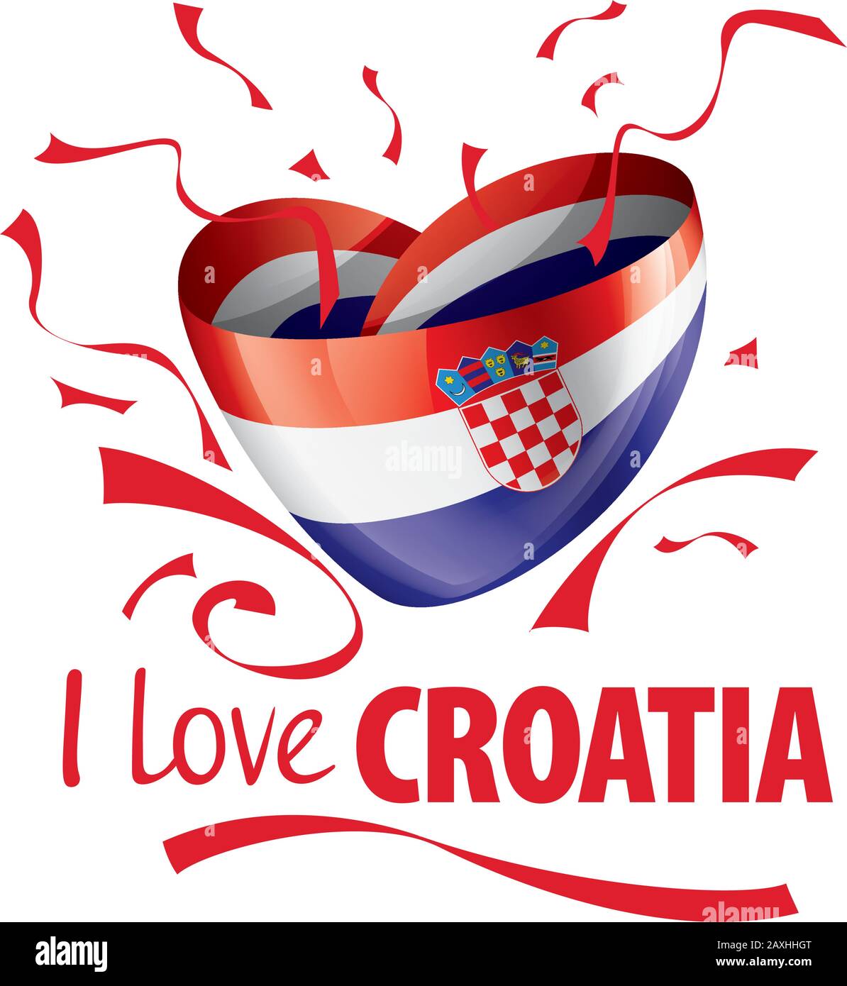 National flag of the Croatia in the shape of a heart and the ...