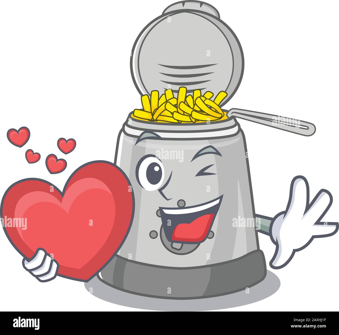 Romantic Deep fryer cartoon picture holding a heart Stock Vector Image ...