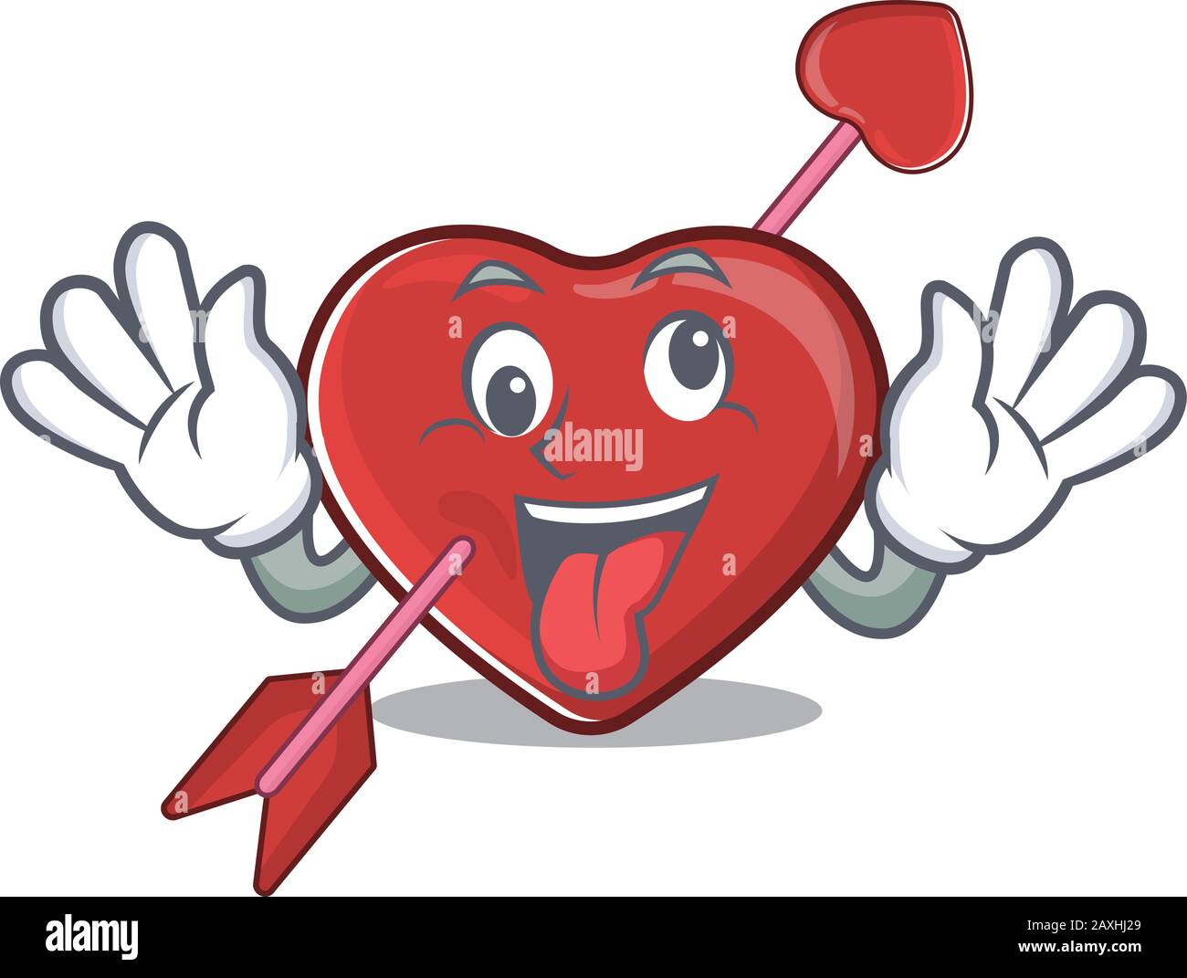 Cute sneaky heart and arrow Cartoon character with a crazy face Stock ...