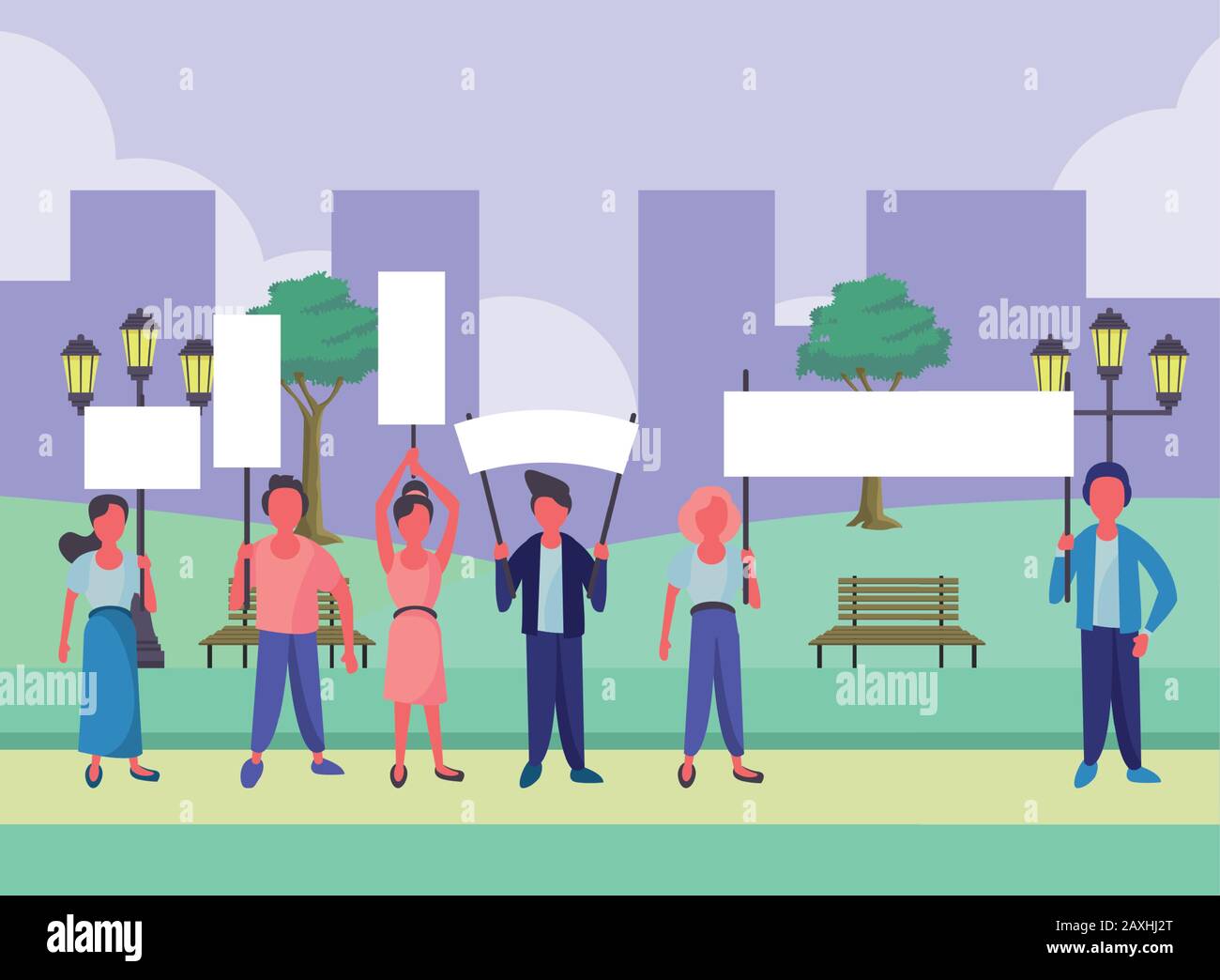 activists people with protest banners Stock Vector Image & Art - Alamy