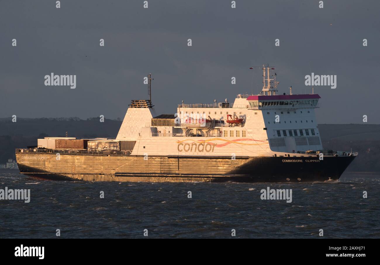 Condor Ferries' Commodore Clipper passes Southsea, as she makes her way into Portsmouth harbour ...