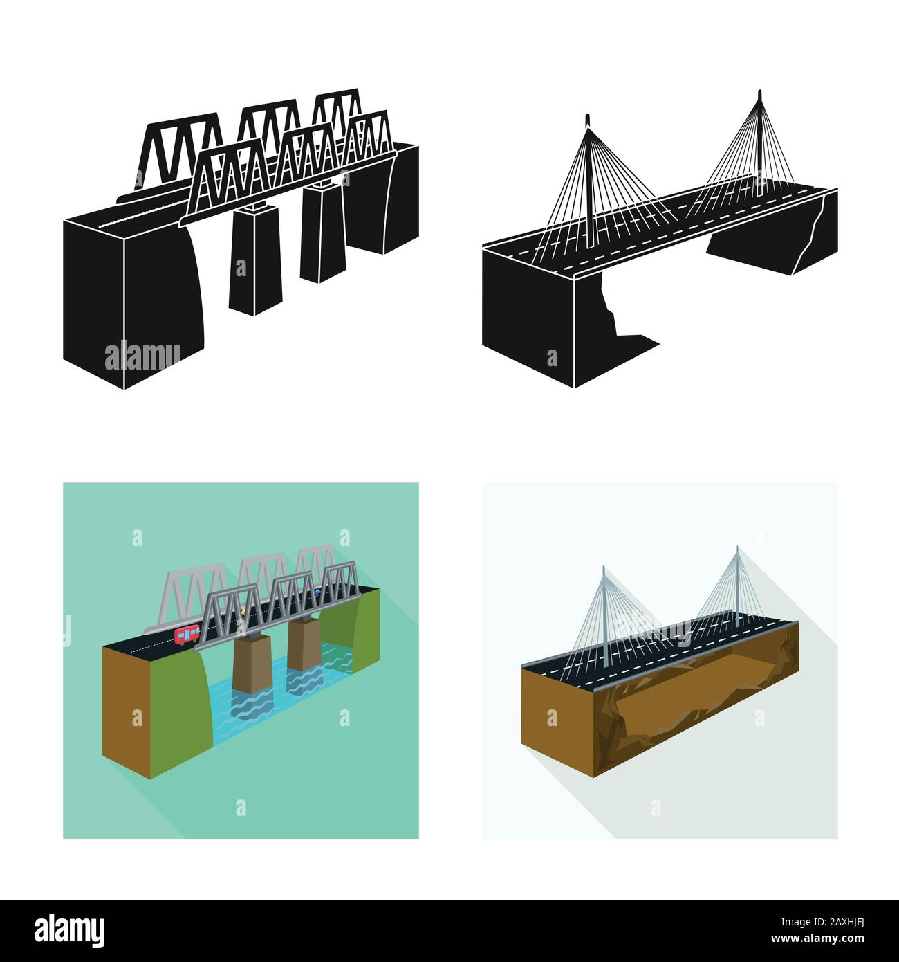 Vector design of connection and design sign. Set of connection and side ...