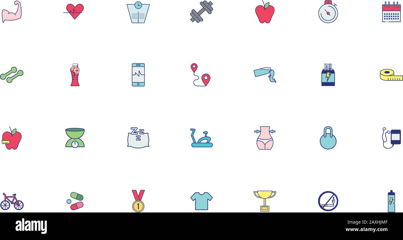 bundle of healthy lifestyle icons Stock Vector Image & Art - Alamy