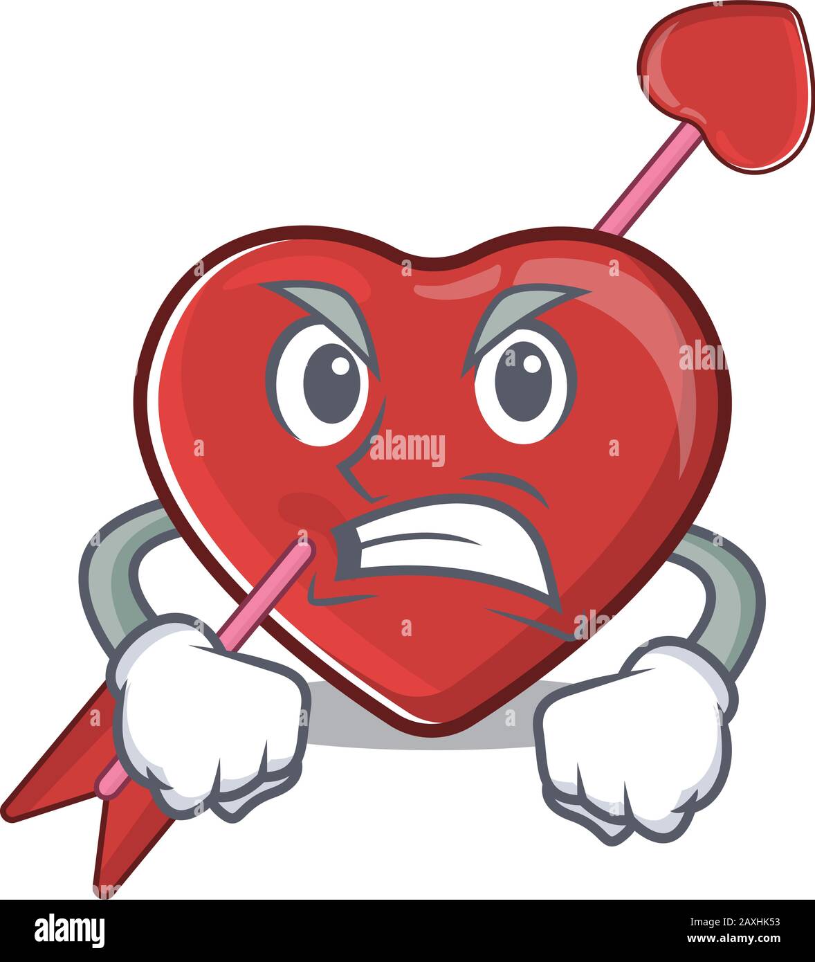 Heart and arrow cartoon character style having angry face Stock Vector ...