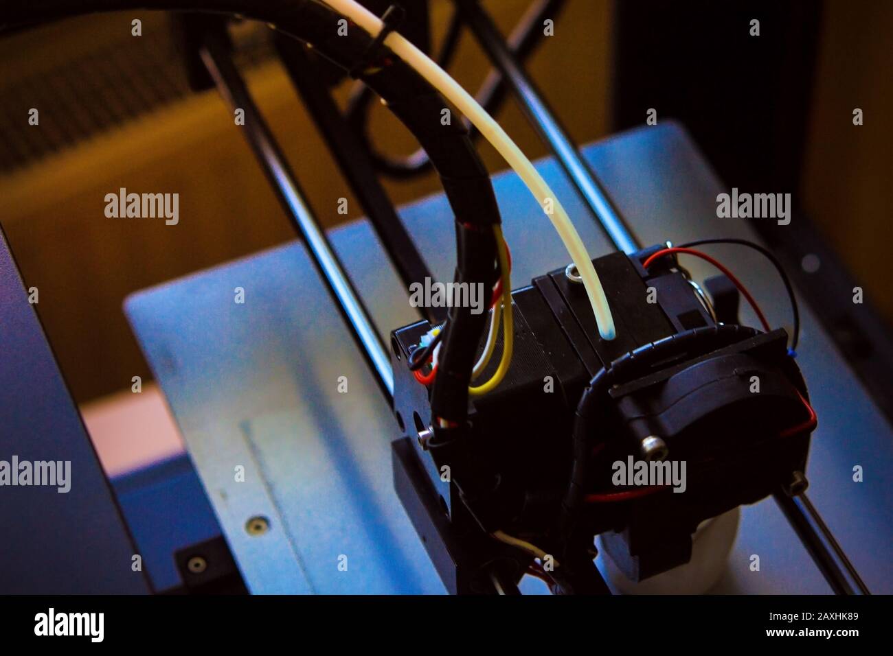 Objects printed by 3d printer. Automatic three dimensional 3d printer ...