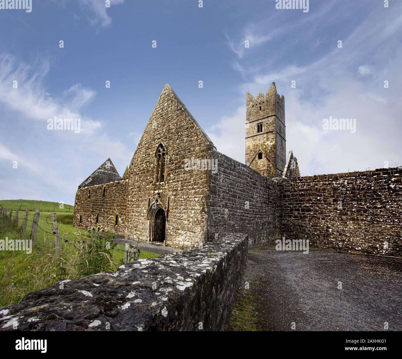 Low angle shot of a rosserk friary lecarrow in ireland Stock Photo - Alamy