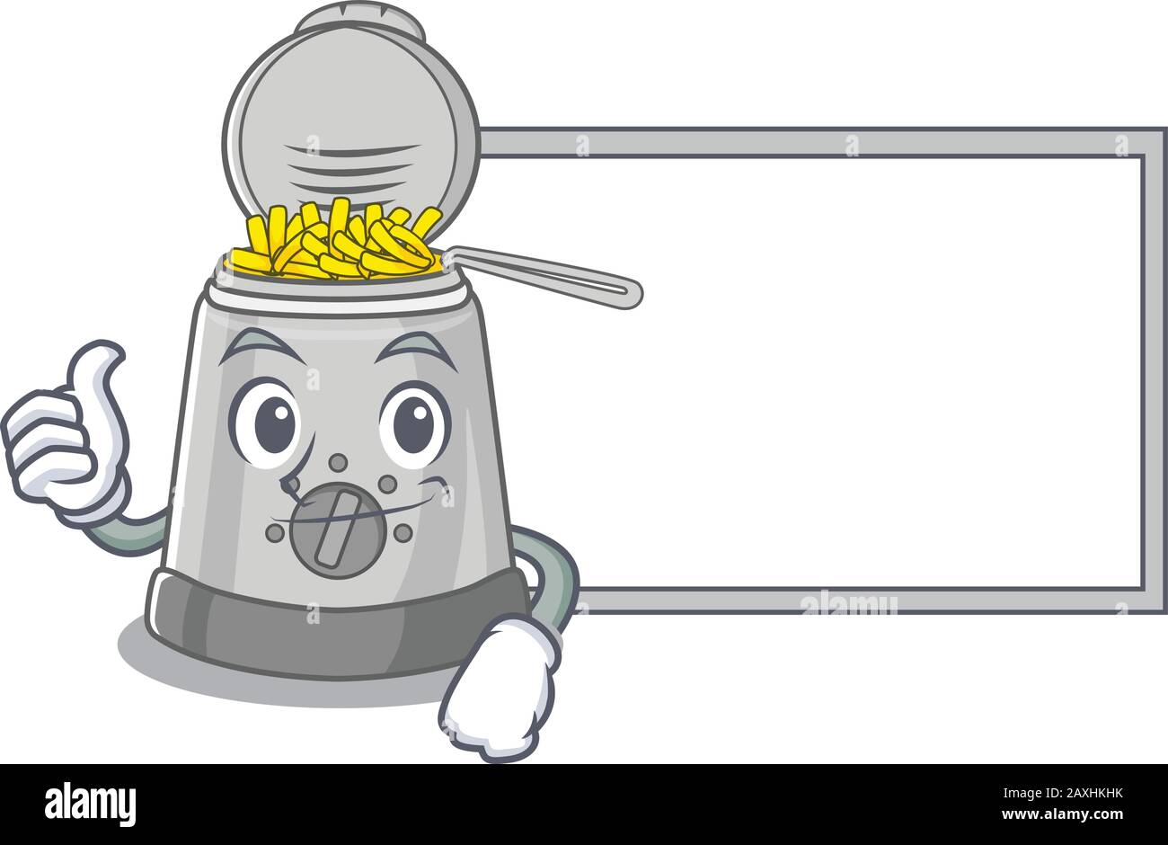 Thumbs up of deep fryer cartoon design having a board Stock Vector ...