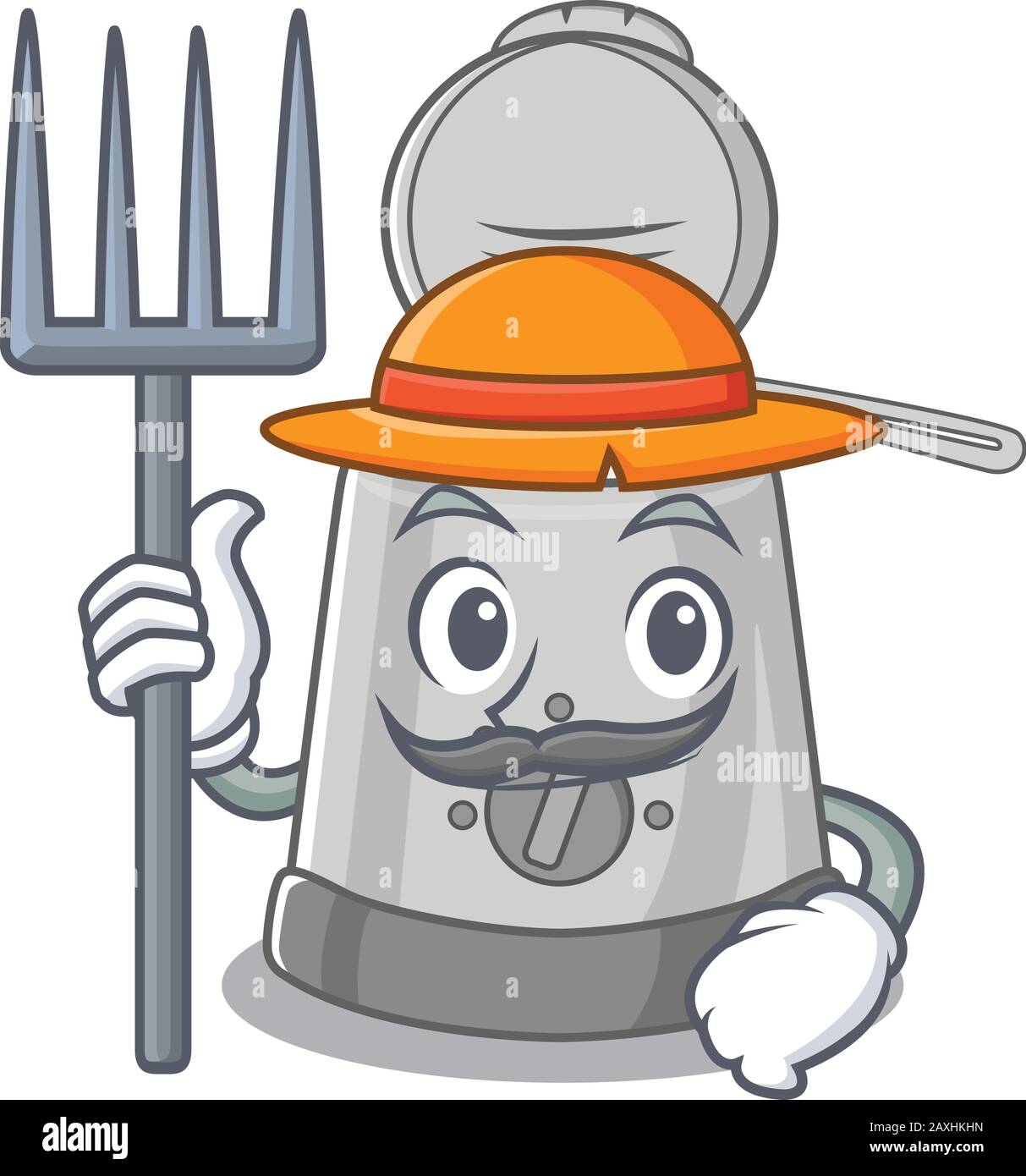 Happy Farmer deep fryer cartoon picture with hat and tools Stock Vector ...