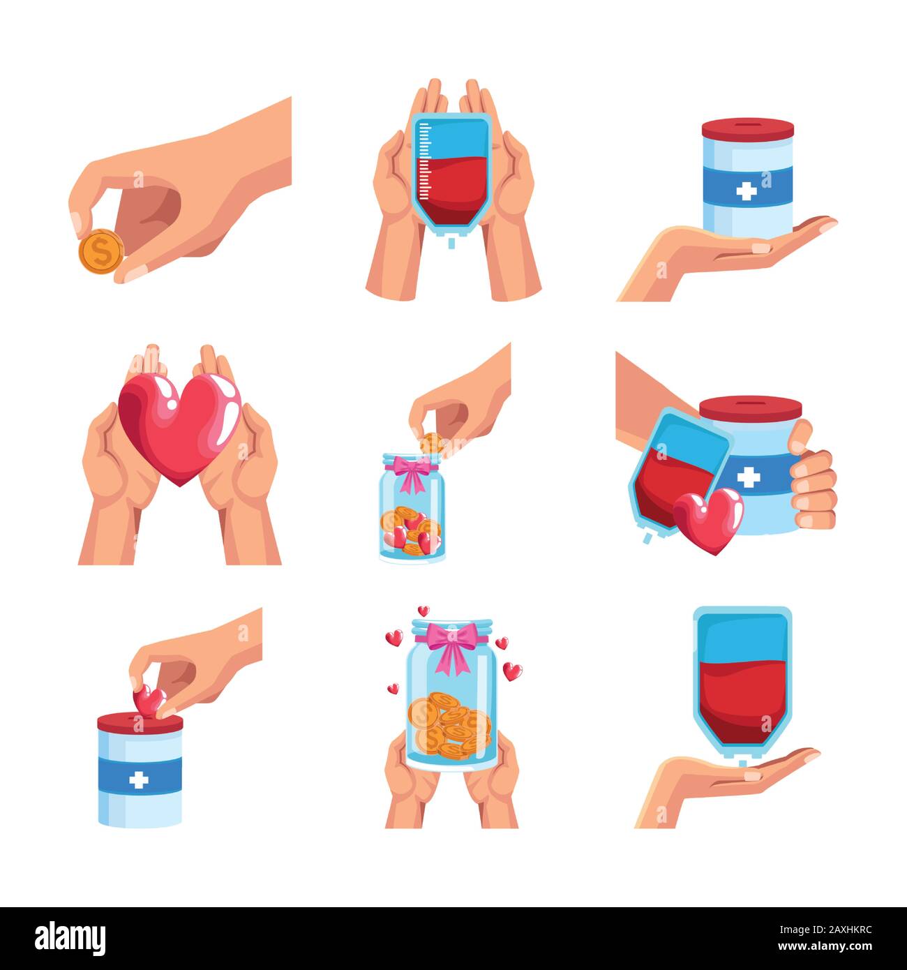 icon set of donation and money concept, colorful design Stock Vector ...