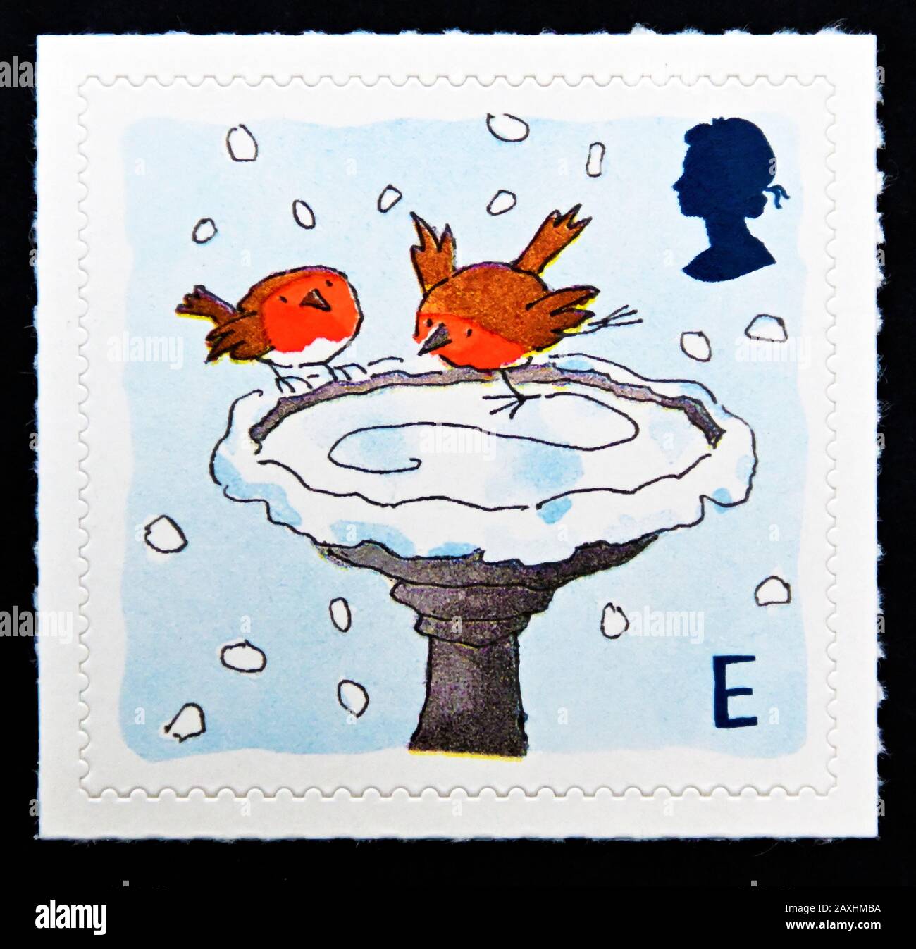 Postage stamp. Great Britain. Queen Elizabeth II. Christmas Robins ...