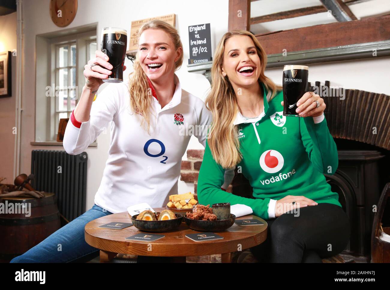 EDITORIAL USE ONLY (Left to right) England rugby fan Jodie Kidd and ...