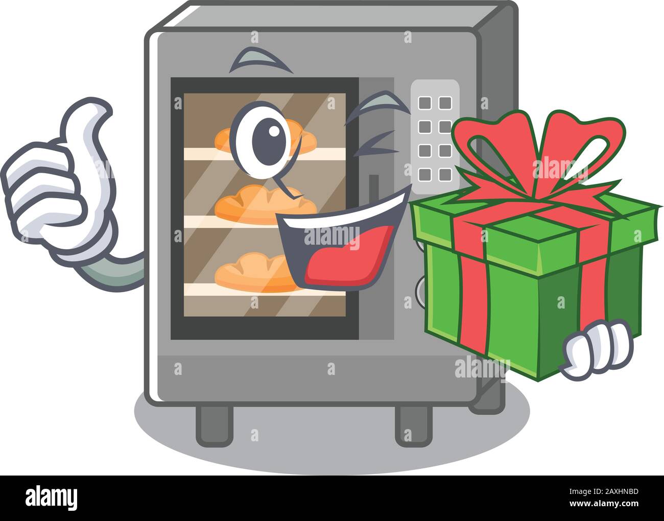 Happy oven cake character having a gift box Stock Vector Image & Art ...