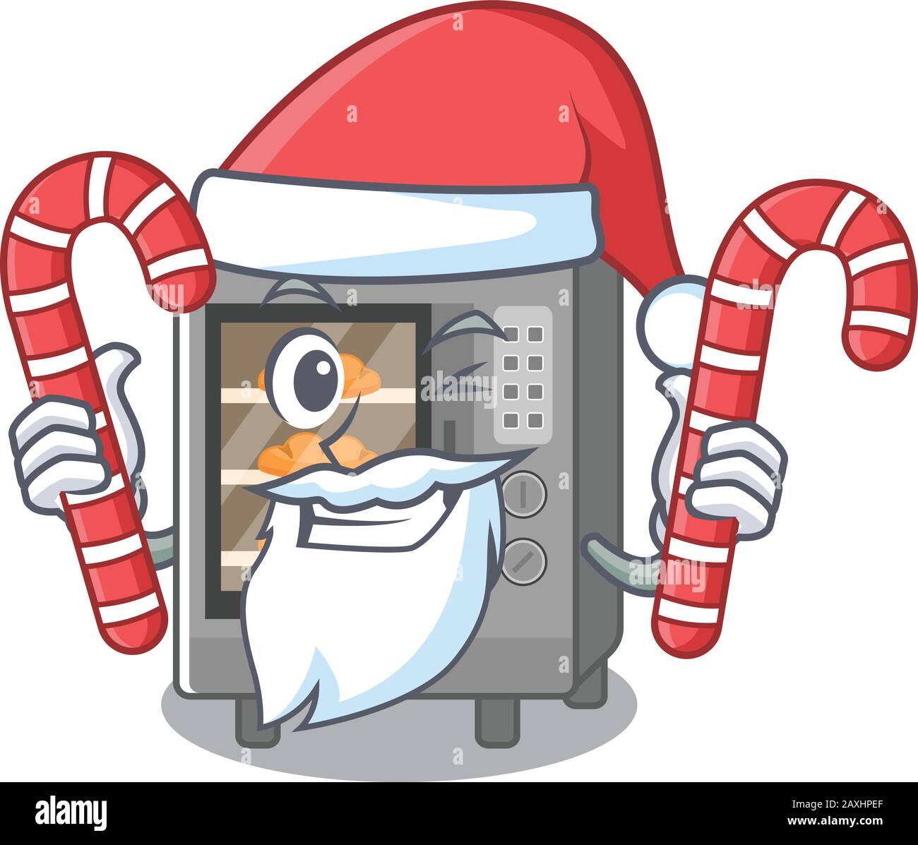 Oven cake Cartoon character wearing Santa costume bringing a candy ...