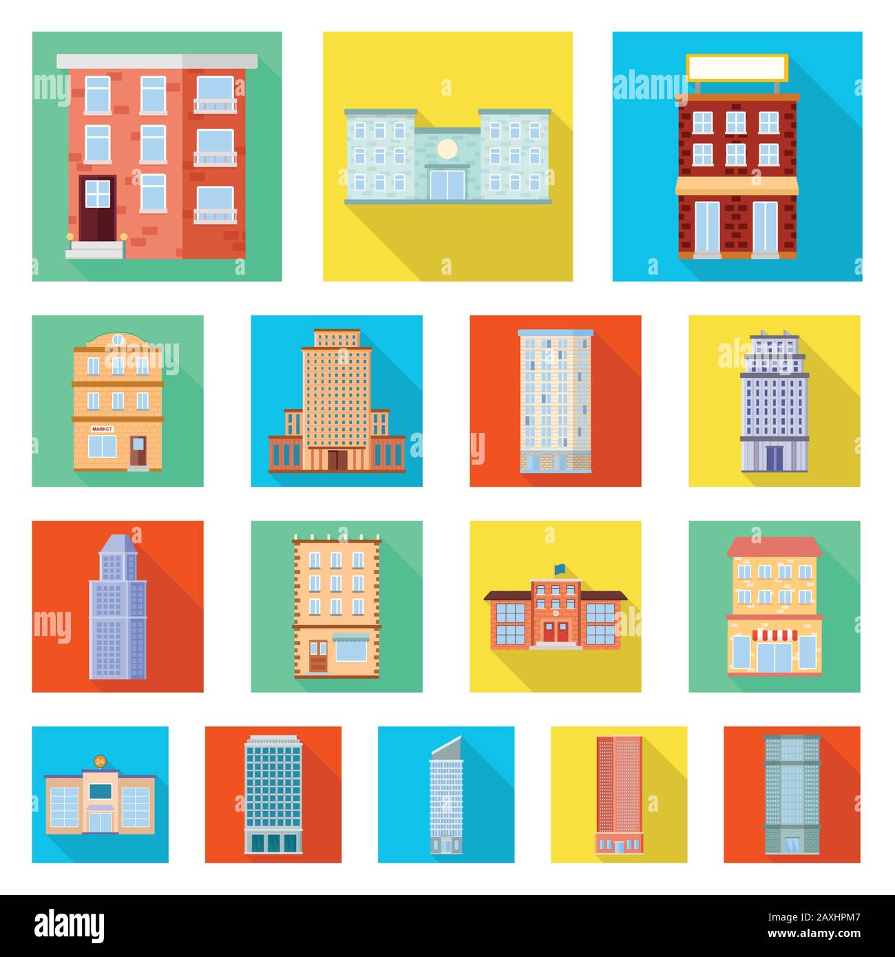 Vector illustration of municipal and center symbol. Set of municipal ...