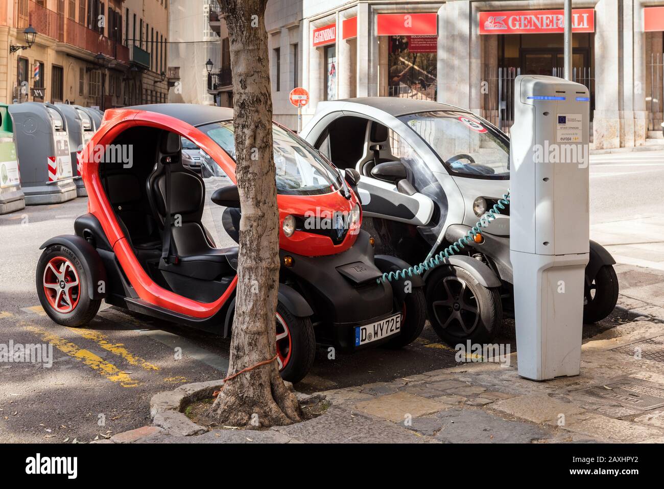 Majorca, Spain - May 8, 2019: Charging point for electric cars on the ...